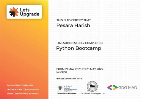 Python Programming Letsupgrade Learningjourney Skills Pesara Harish