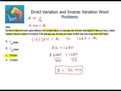 Direct Variation And Inverse Variation Word Problems YouTube