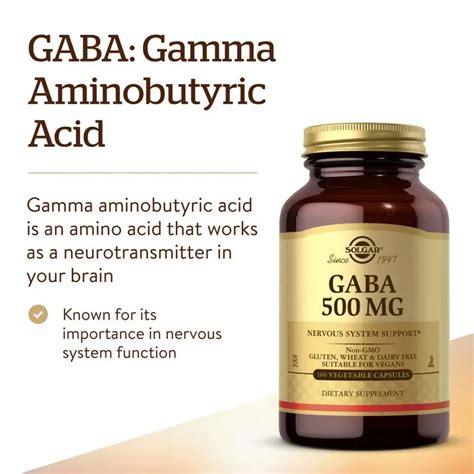 Suplemento Gaba 500 Mg 100 Cápsulas Solgar Megatone