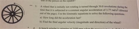 Solved A Wheel That Is Initially Not Rotating Is Turned