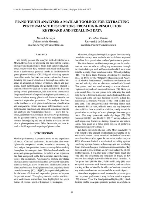 Pdf Piano Touch Analysis A Matlab Toolbox For Extracting Performance