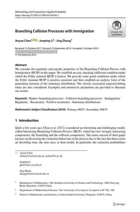 Pdf Branching Collision Processes With Immigration