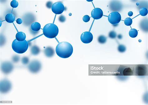 Molecular Structure Atoms Molecule Background With Blue Spherical Particles Stock Illustration