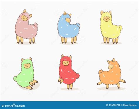 Variety Of Cute Alpacas Illustration Stock Illustration Illustration