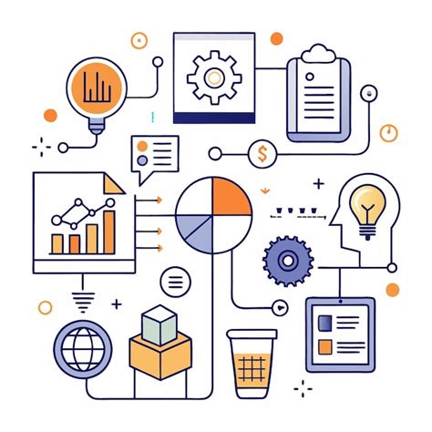 Business Process And Workflow With Icons Premium AI Generated Vector