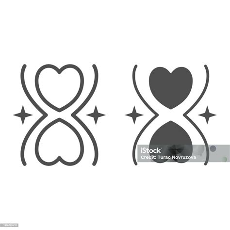 하트 라인과 단단한 아이콘 8 3 월 개념 흰색 배경에 사랑 기호에 대 한 시간 모바일 개념 및 웹 디자인에 대 한 개요