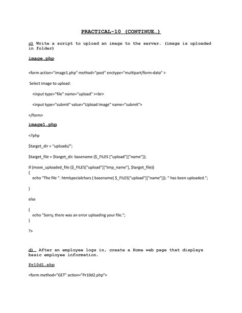 Practical 10 Cont Course PRACTICAL 10 CONTINUE C Write A
