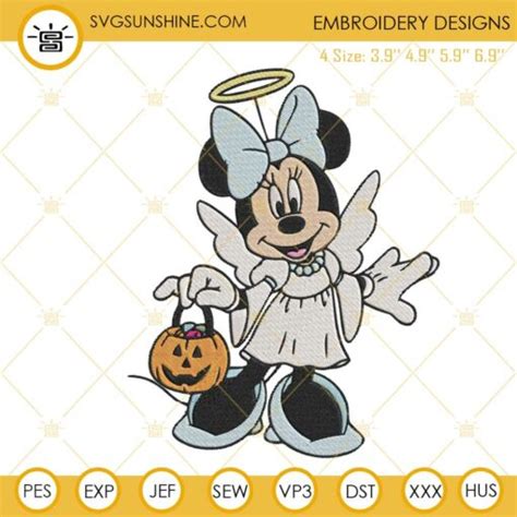 Minnie Mouse Angel Pumpkin Embroidery Designs Minnie Halloween Embroidery Pes Files