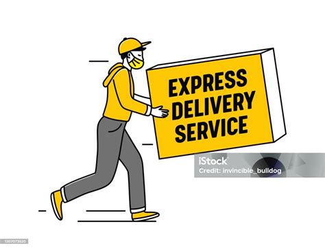 흰색 배경에 고립 된 택배 캐리 박스와 익스프레스 배달 서비스 소포 운송 배송 고객에 대한 스톡 벡터 아트 및 기타 이미지 고객 구매 긴급 개념 Istock