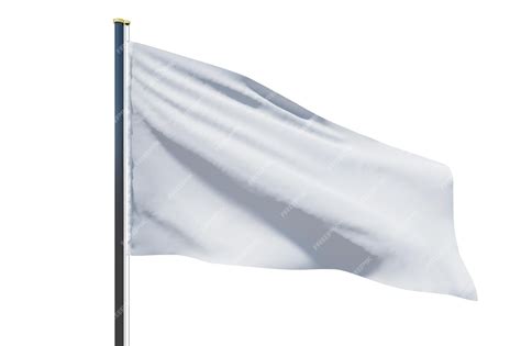 Пустой белый флаг развевается на ветру с копирайтом для вашего логотипа или текста на белом фоне