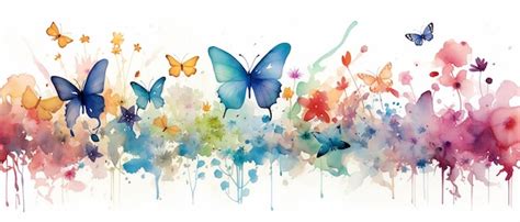 Premium Photo Abstract Flutter Watercolor Of Butterflies And Flowers Generative Art