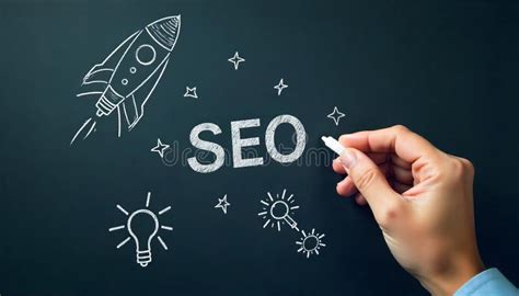 Hand Holding White Chalk Writing Seo Highlighting Key Business