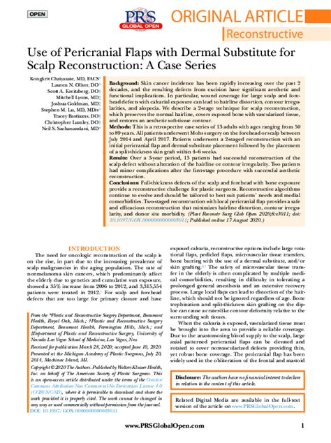 Pdf Use Of Pericranial Flaps With Dermal Substitute For Scalp Reconstruction