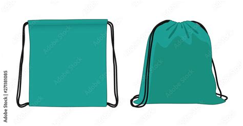 Blank Drawstring Bag Cyan Foldable Backpack Cloth Bag Vector Blank Drawstring Bag Cyan Foldable Backpack Cloth Bag Vector