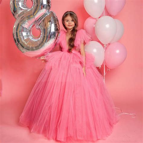 핑크 꽃 소녀 드레스 볼 가운 첫 성찬식 가운 짧은 소매 얇은 명주 그물 어린이 미인 대회 파티 드레스 어린 소녀 신부 드레스 여성 플로월 드레스 Aliexpress