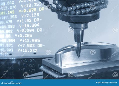 The Abstract Scene The Finishing Cut Process On Cnc Milling Machine And