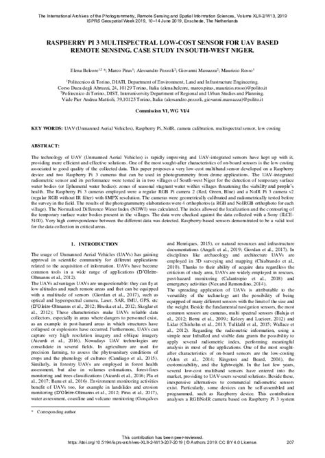 Pdf Raspberry Pi 3 Multispectral Low Cost Sensor For Uav Based Remote