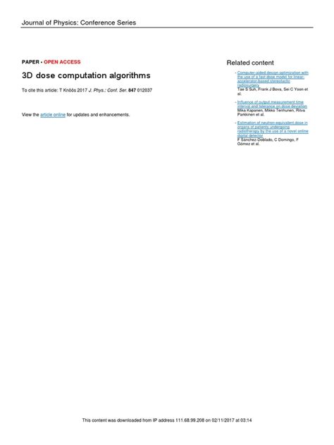 3d Dose Computation Algorithms Download Free Pdf Absorbed Dose Convolution