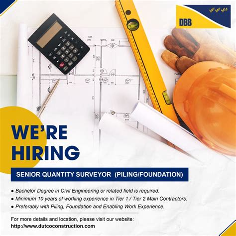 Talha Naeem On Linkedin Wearehiring Dutcoconstruction Dbbcontracitngllc Seniorquantitysurveyor