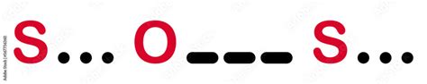 SOS Illustration In International Morse Code Red Letter SOS Vector Icon Morse Code Stock