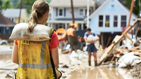 Premium Photo A Young Woman In A Yellow Vest Carries A Sandbag To