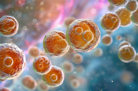 Microscopic Of Cryptococcus On Inflammatory Cells Background Generative Ai Stock Illustration