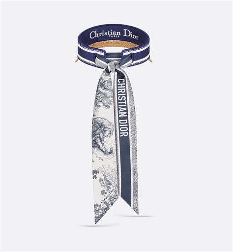 D Ocean 遮陽帽連 Mitzah 稻草配藍色和白色刺繡飾帶 Dior