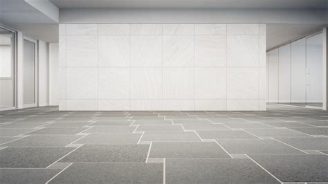 화강암 타일 바닥 빈 방과 흰색 대리석 벽 배경 프리미엄 사진