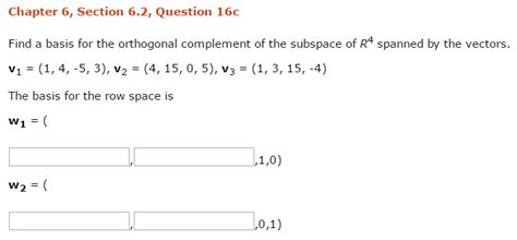 Solved Find A Basis For The Orthogonal Complement Of The Chegg