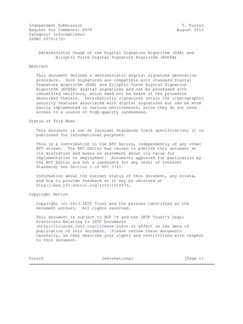 Rfc6979 Ecdsa Signature Verification Pdf Cryptography Key Cryptography