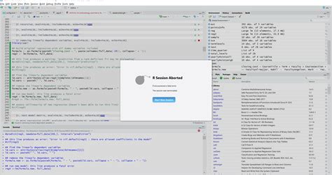 R Fatal Error Running Linear Regression With Many Terms On Rhs