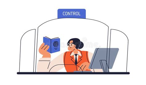 Passport And Border Control Officer Checking Id Document Visa