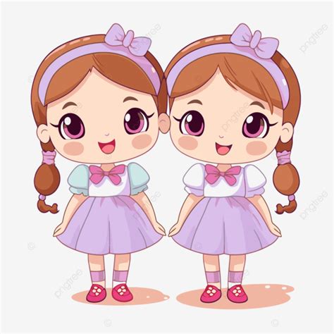 귀여운 자매 클립 아트 흰색 배경에 서있는 두 만화 어린 소녀 벡터 귀여운 언니 클립 아트 만화 Png 일러스트 및 벡터 에 대한 무료 다운로드 Pngtree