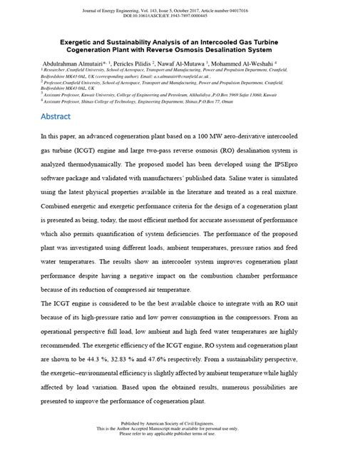 Intercooled Gas Turbine Engine Pdf Exergy Desalination