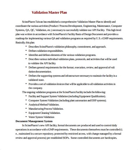 Validation Master Plan Template Prntbl Concejomunicipaldechinu Gov Co