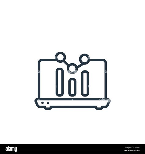 Laptop Data Analytics Graphic On Screen With Circles Outline Vector Icon Thin Line Black Laptop