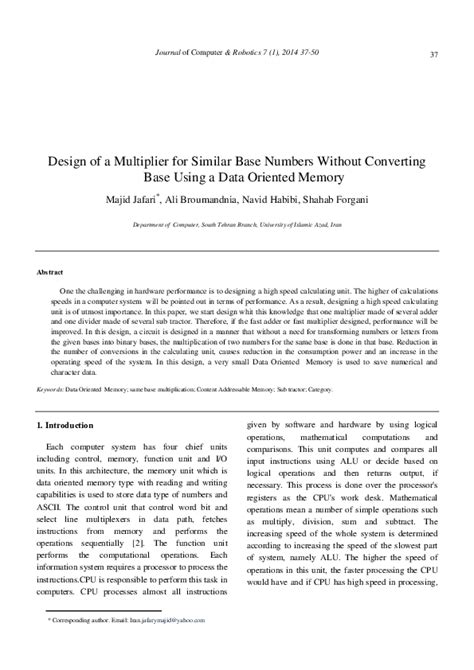 pdf design of a multiplier for similar base numbers without