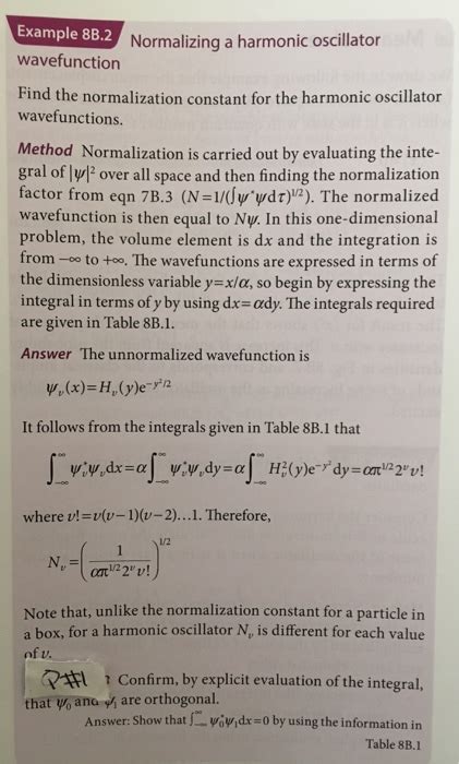 Solved Example 8B 2 Wavefunction Normalizing A Harmonic Chegg Com