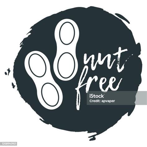 견과류 무료 알레르기 항원 식품 Gmo 무료 제품 아이콘 및 로고 편협과 알레르기 음식 개념 검은 색과 간단한 벡터 일러스트레이션과 고립 된 예술 0명에 대한 스톡 벡터