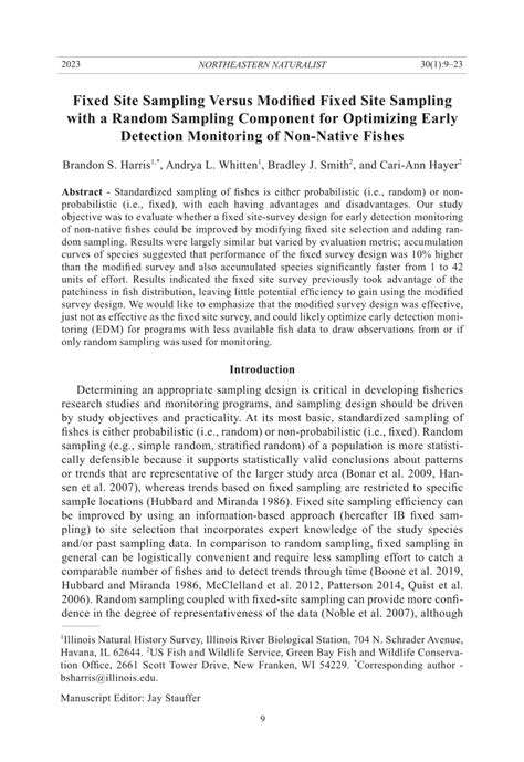 pdf fixed site sampling versus modified fixed site sampling with a