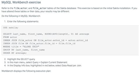 Solved Mysql Workbench Exercise Refer To The Film Actor