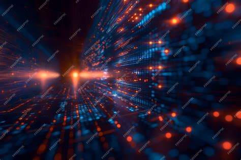 premium photo dynamic digital data stream visualization in blue and