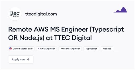 Ttec Digital Hiring Aws Ms Engineer Typescript Or Nodejs • Remote Work From Home Himalayas