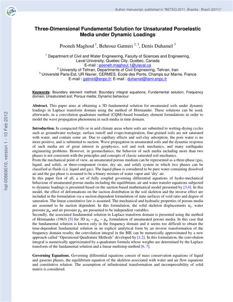 Pdf Three Dimensional Fundamental Solution For Unsaturated