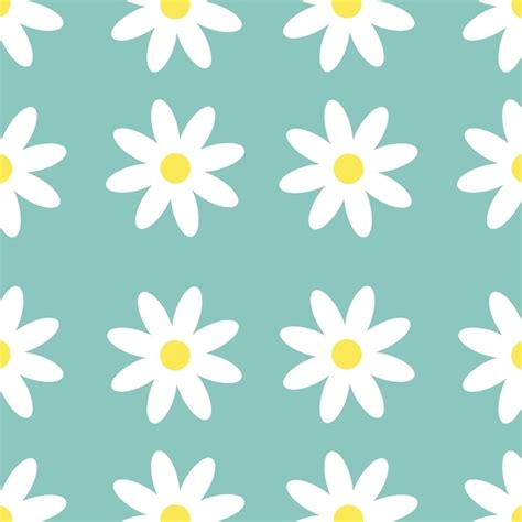 Premium Psd Daisy On A Blue Background Repeating Pattern
