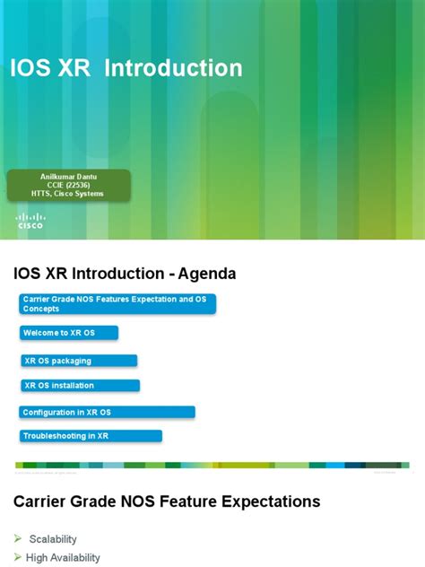 Ios Xr Introduction Anilkumar Dantu Ccie 22536 Htts Cisco Systems