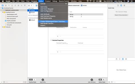 Quick Swift Core Data Adding A Data Model And Entities John Xiong