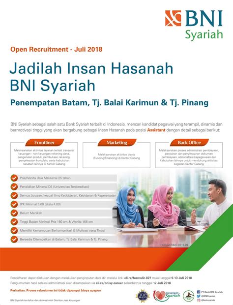 Pt Bank Bni Syariah D3 Fresh Graduate Assistant Program Bni Syariah