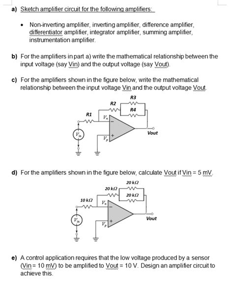 solved a sketch amplifier circuit for the following amplifiers non