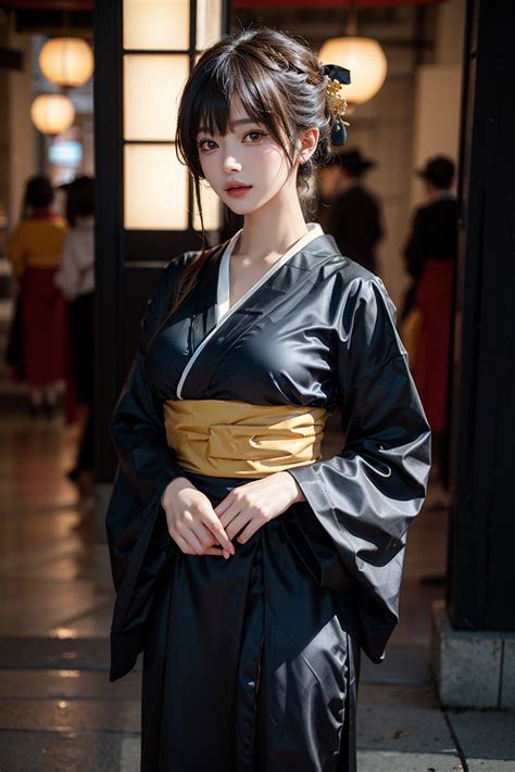 플래시24 카툰 애니 검은색 기모노 입은 가련청순녀